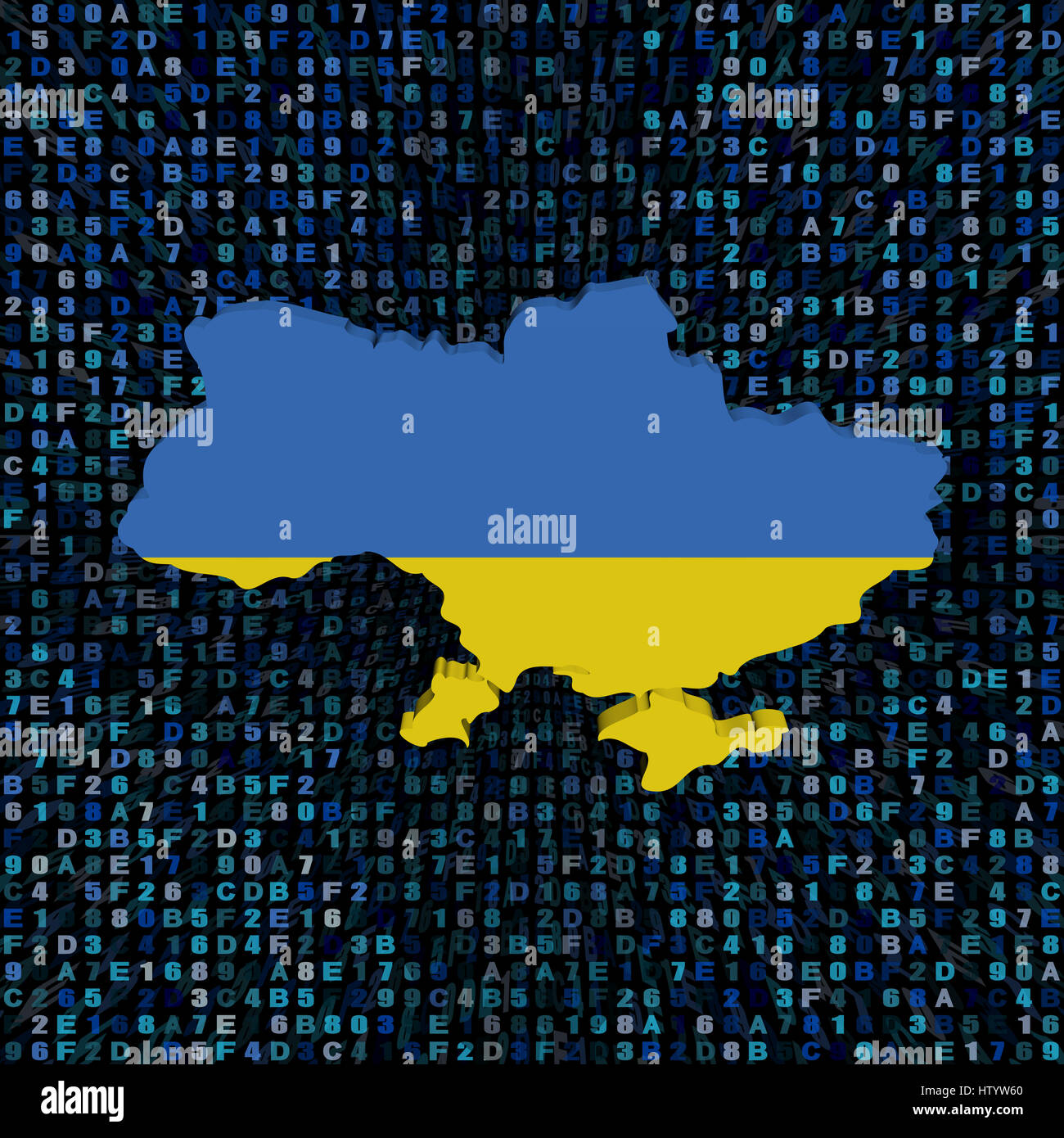 Ukraine map flag on hex code illustration Stock Photo - Alamy