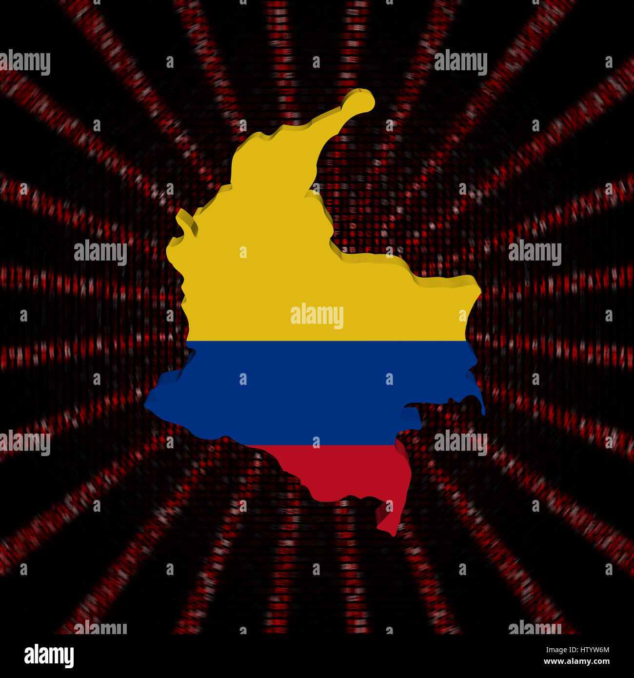 Colombia map flag on red hex code burst illustration Stock Photo - Alamy
