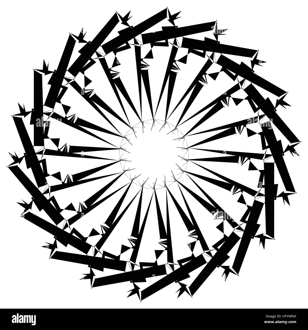 Abstract circular geometric element with radial lines. Distorted ...