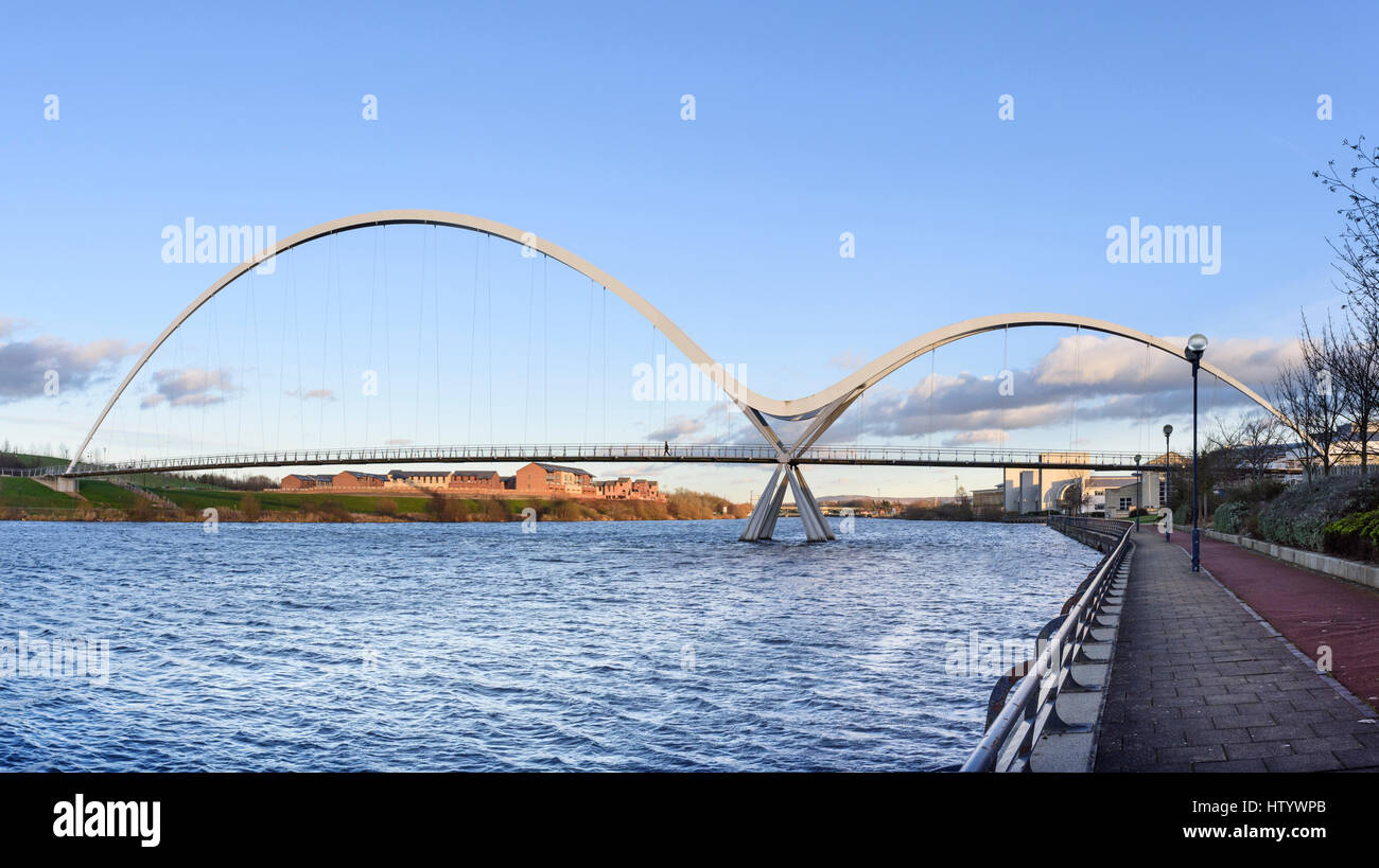 Infinity Bridge pedestrian and cycle bridge over River Tees at Stockton ...