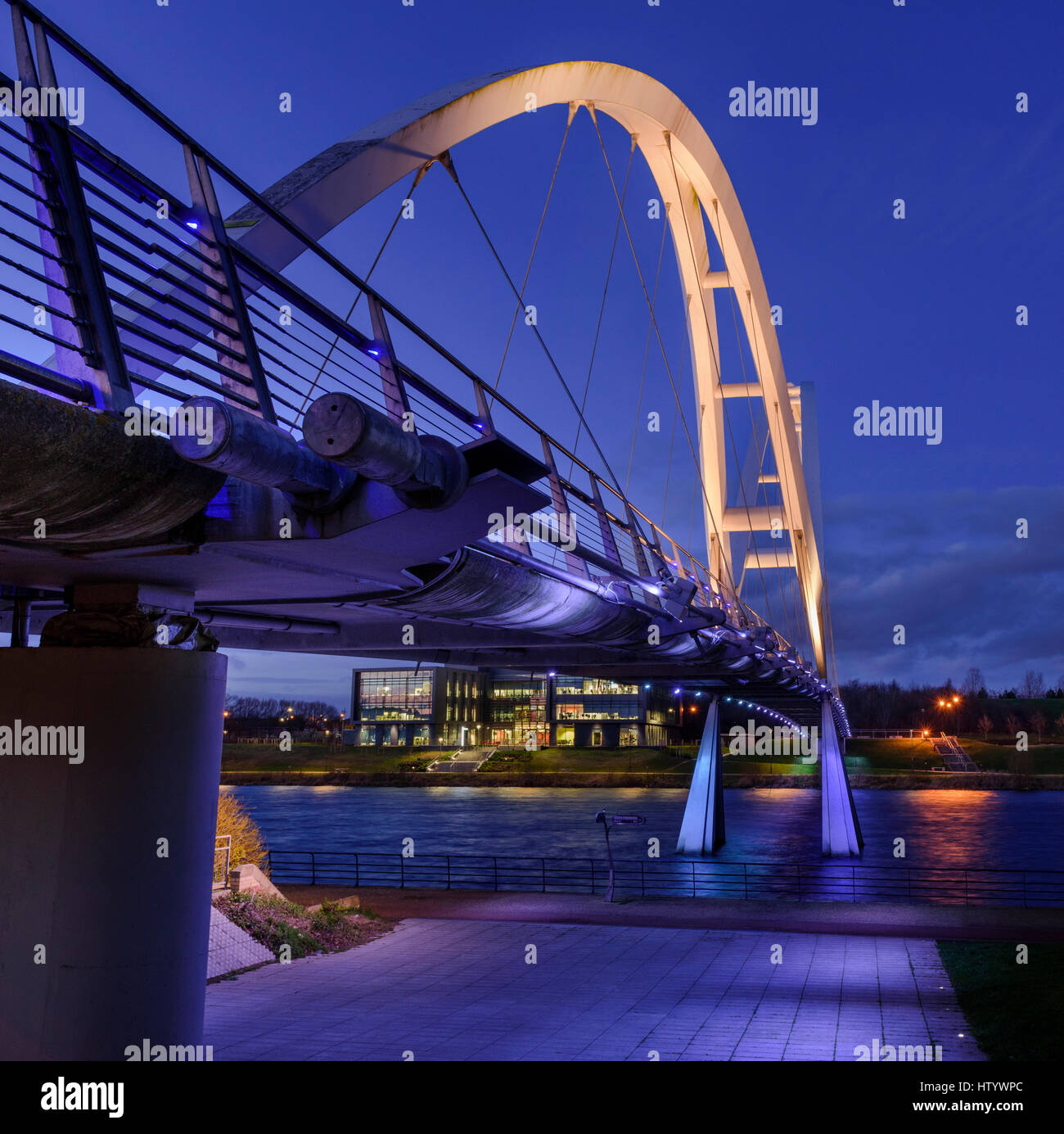 Infinity Bridge pedestrian and cycle bridge over River Tees at Stockton ...