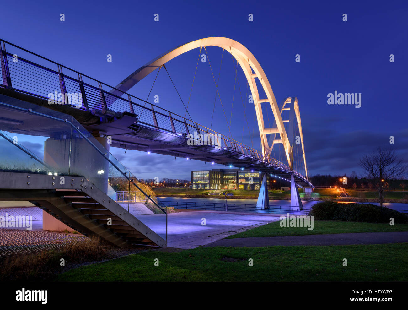 Infinity Bridge pedestrian and cycle bridge over River Tees at Stockton ...