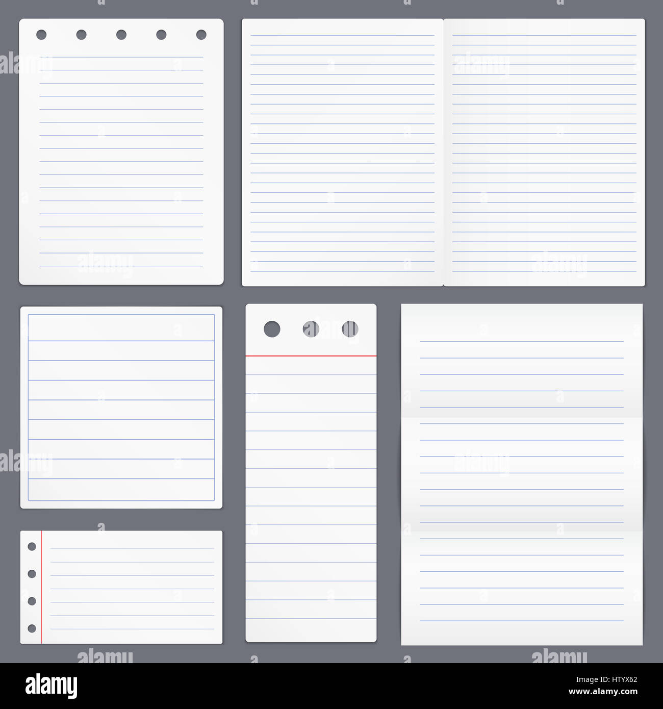 Set of blank lined paper Stock Photo - Alamy