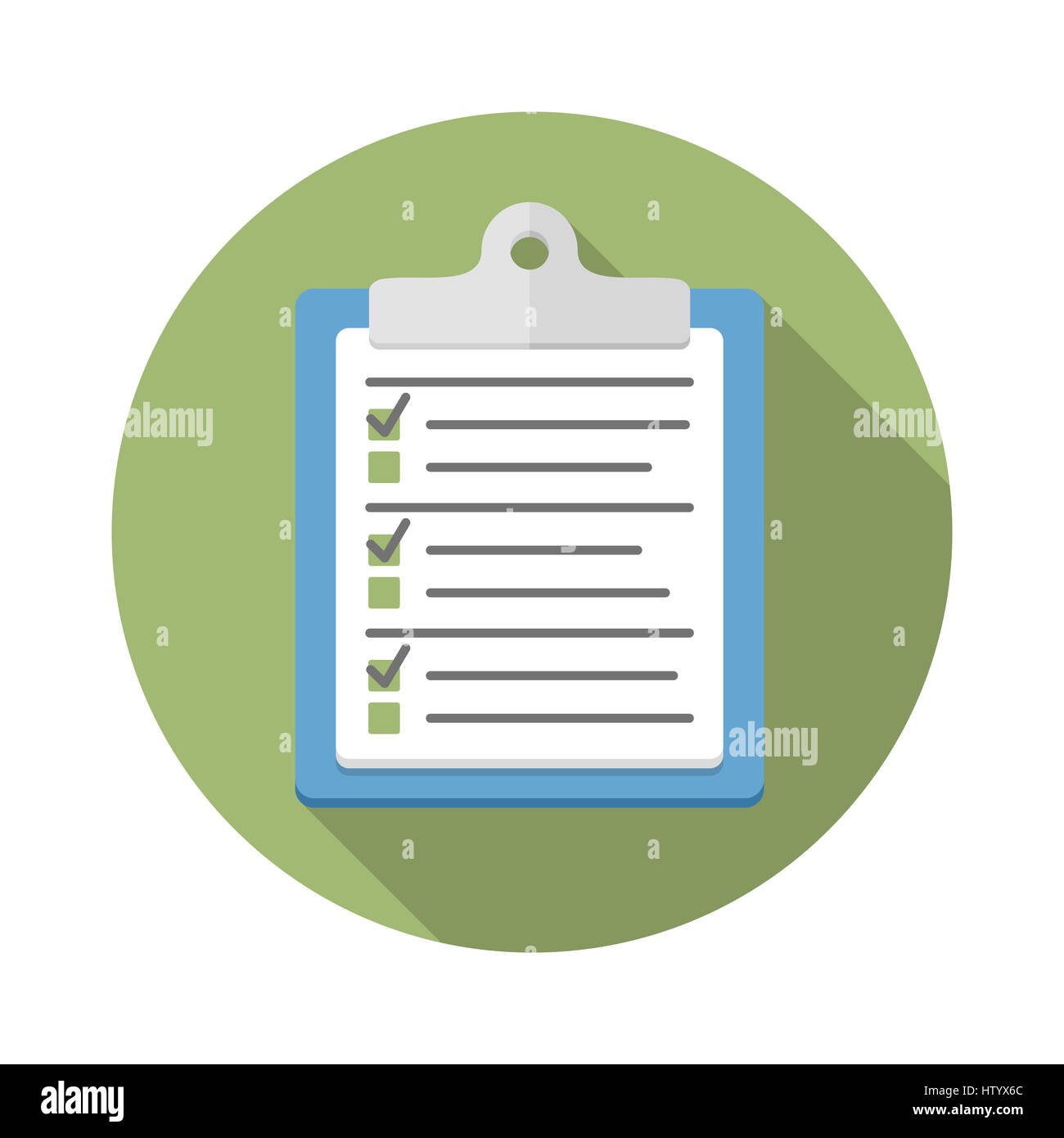 Survey or test concept, clipboard with documents with check boxes and ...