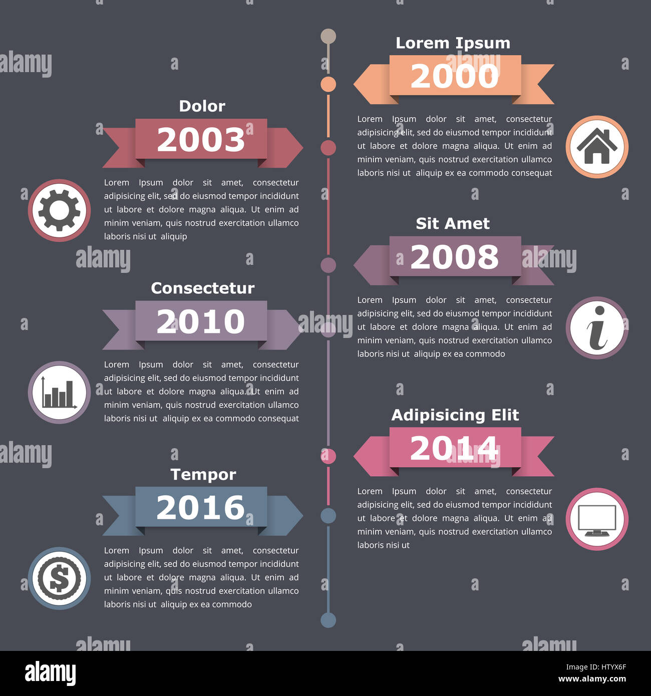 Vertical timeline infographics design template Stock Photo - Alamy
