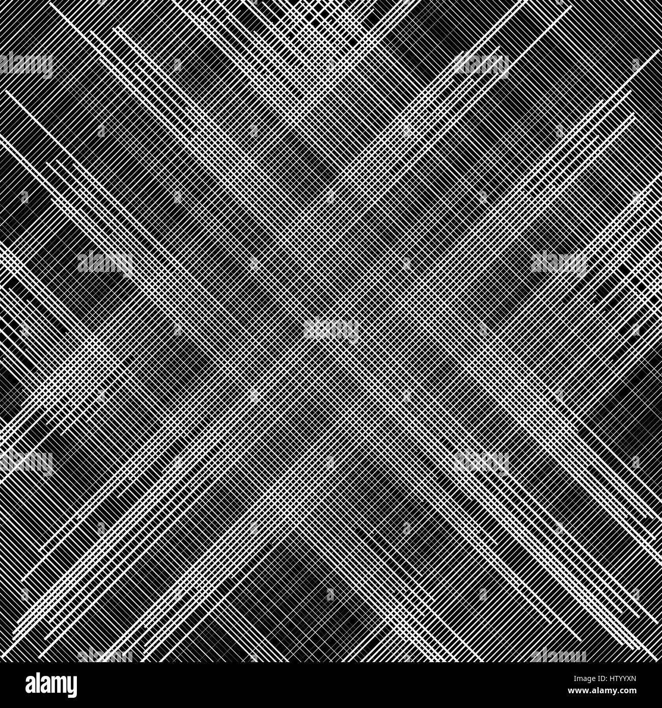 Irregular dynamic lines abstract monochrome pattern. Linear (grid, mesh ...