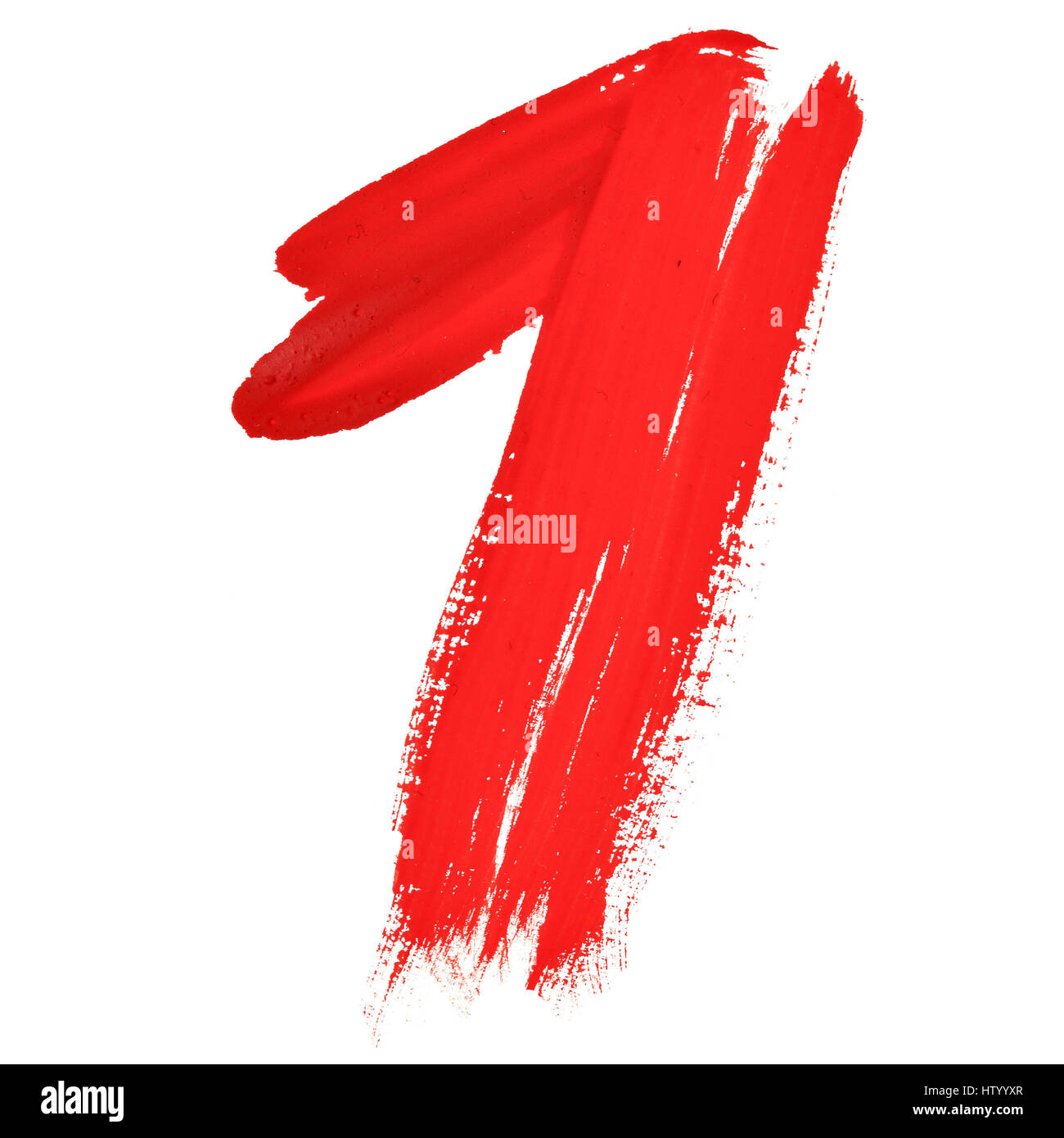 One - Red handwritten numerals over white background Stock Photo - Alamy