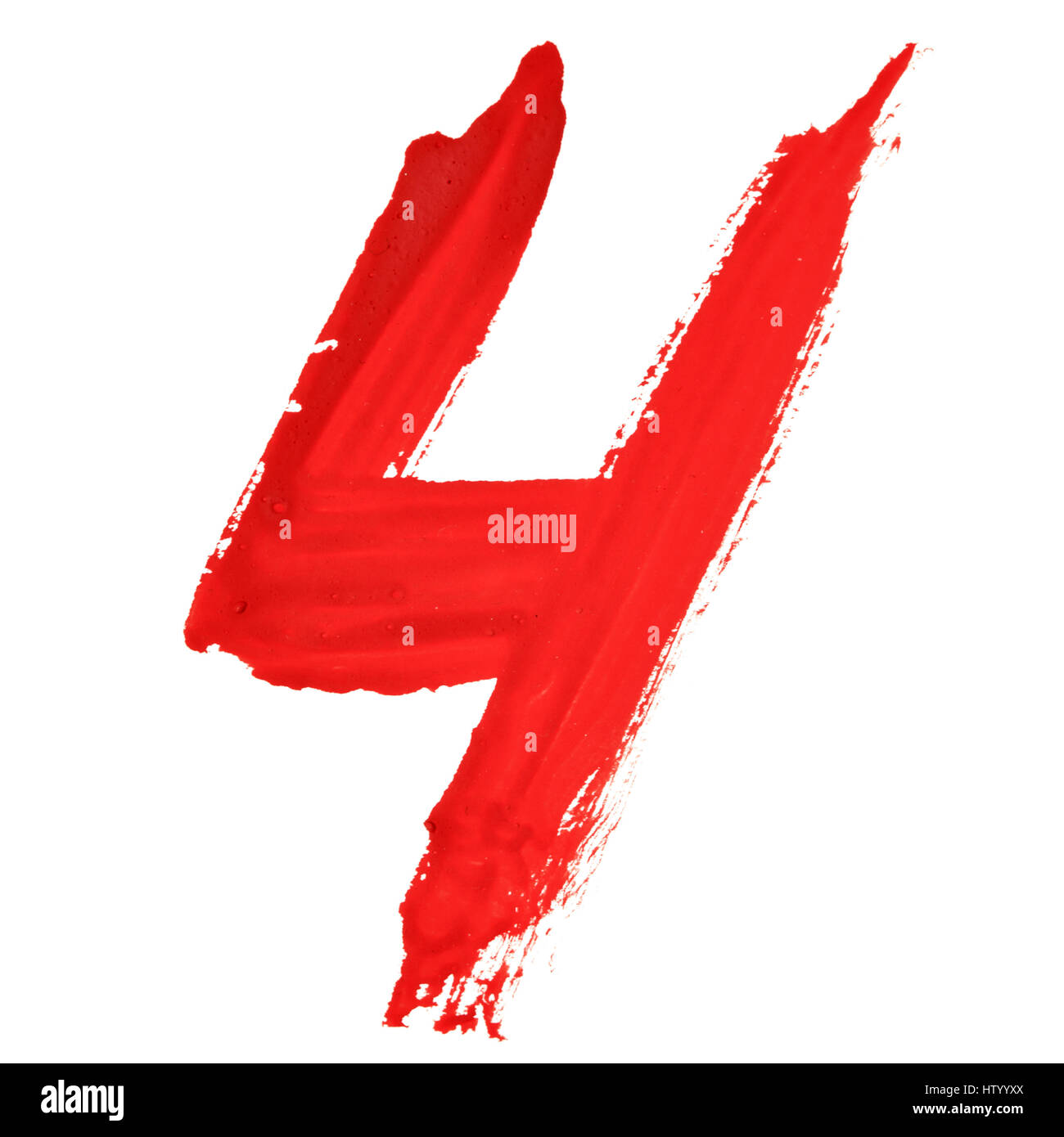 Four - Red handwritten numerals over white background Stock Photo - Alamy