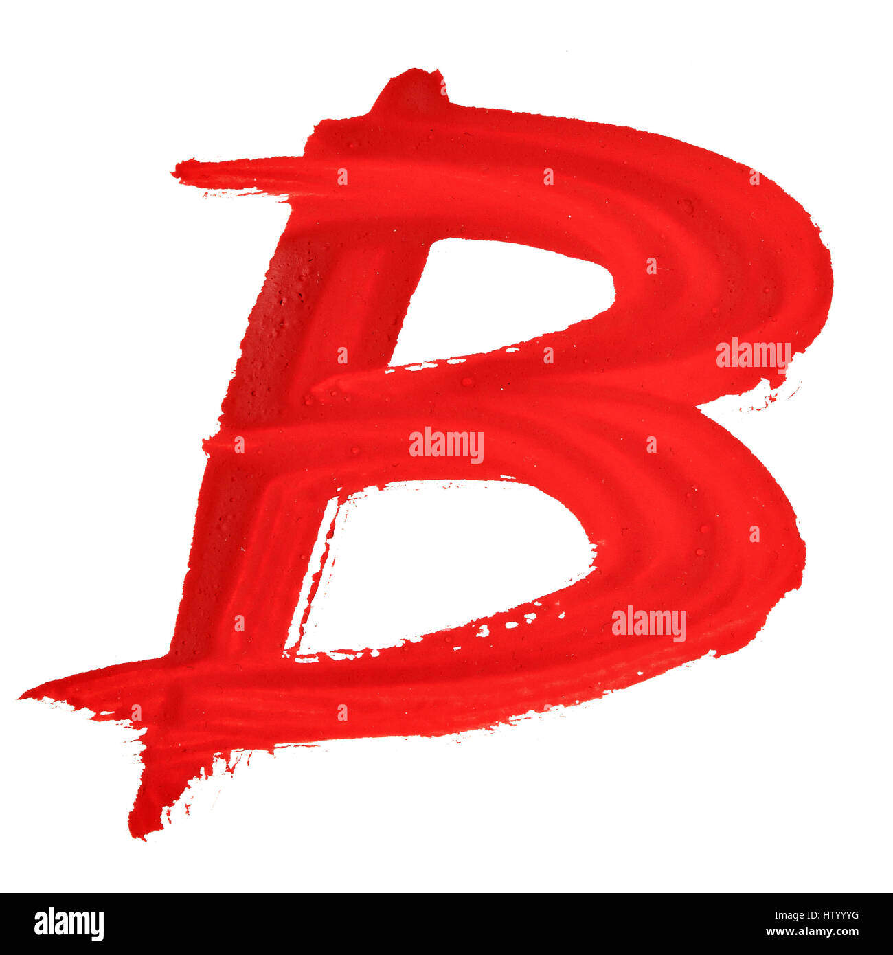 B - Red handwritten letters over white background Stock Photo - Alamy