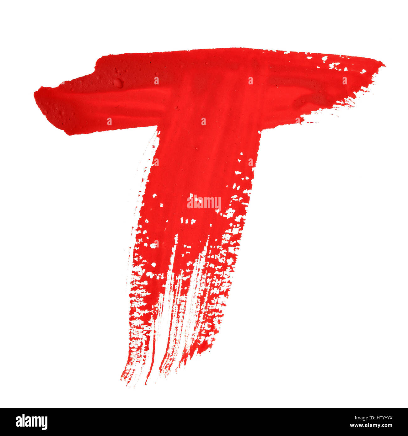 T - Red handwritten letters over white background Stock Photo - Alamy