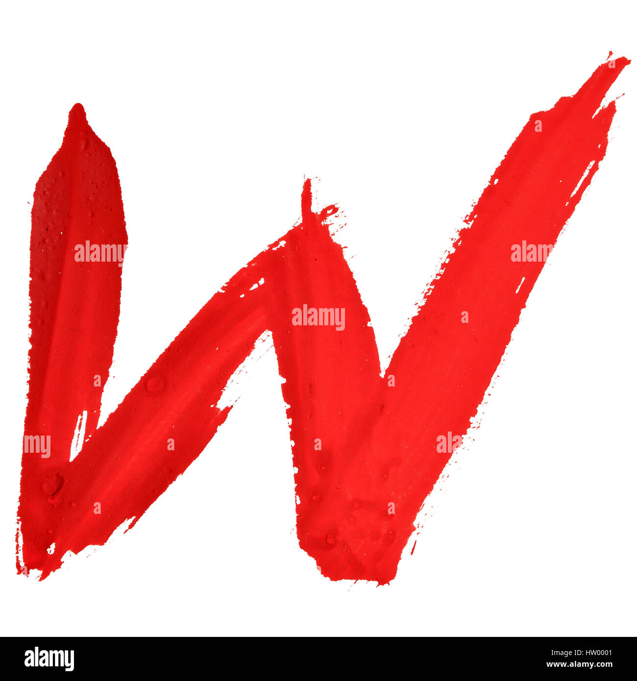 W - Red handwritten letters over white background Stock Photo - Alamy