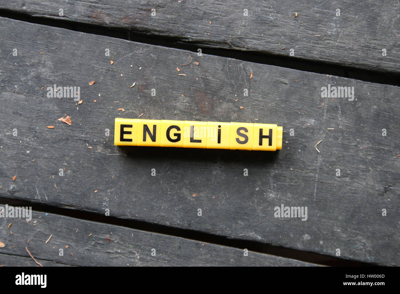 Word english made block hi-res stock photography and images - Alamy