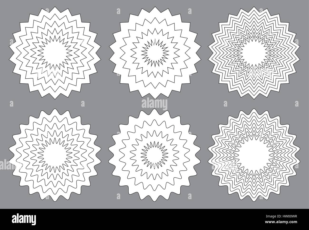 Radial contour elements with distorted decorative with jagged edges ...