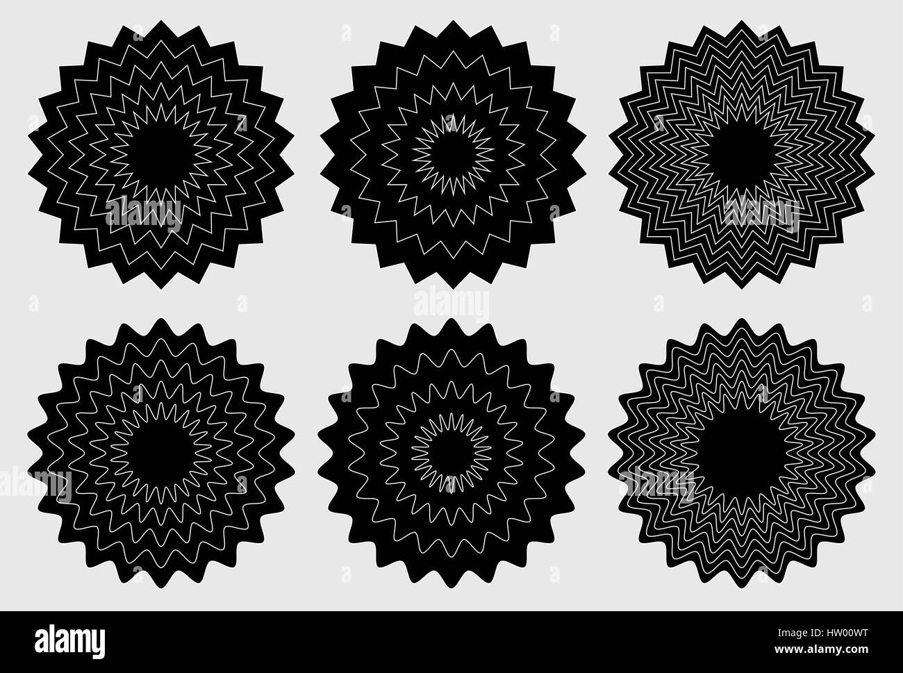 Radial contour elements with distorted decorative with jagged edges ...