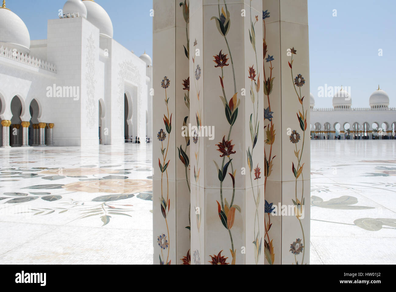 A view of the intricate detail on the marble architecture at the Sheikh ...