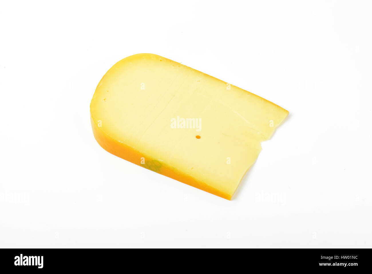 slice of gouda cheese on white background Stock Photo - Alamy