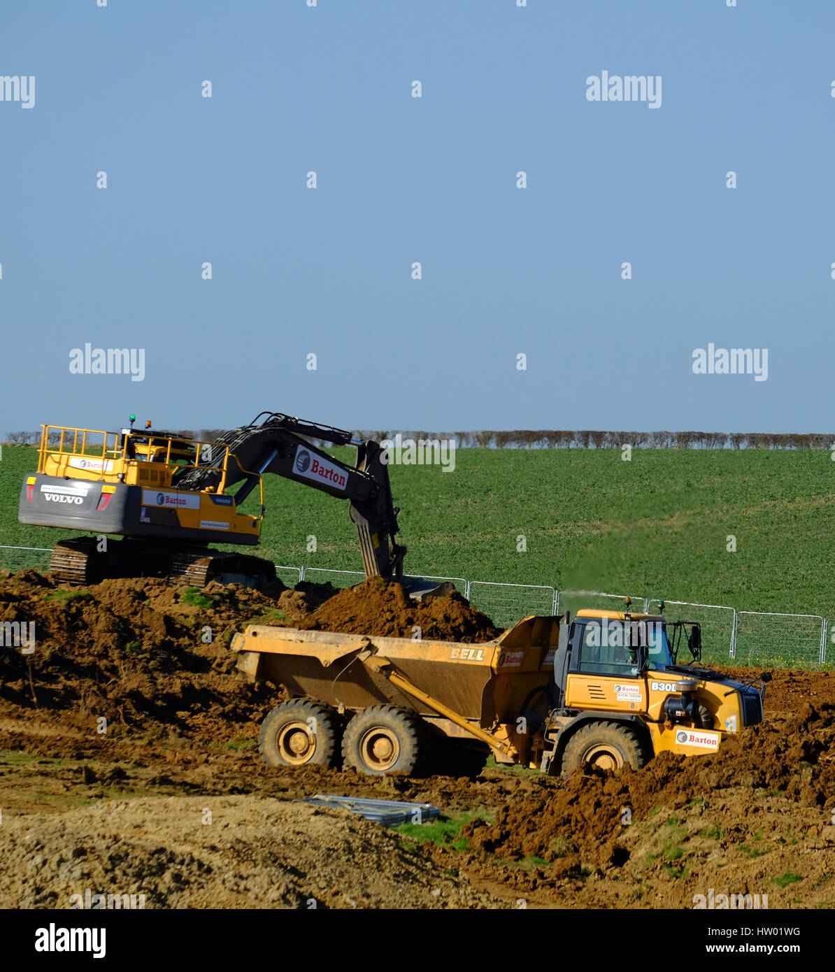Heavy machinery used in the preparation of land for house building ...