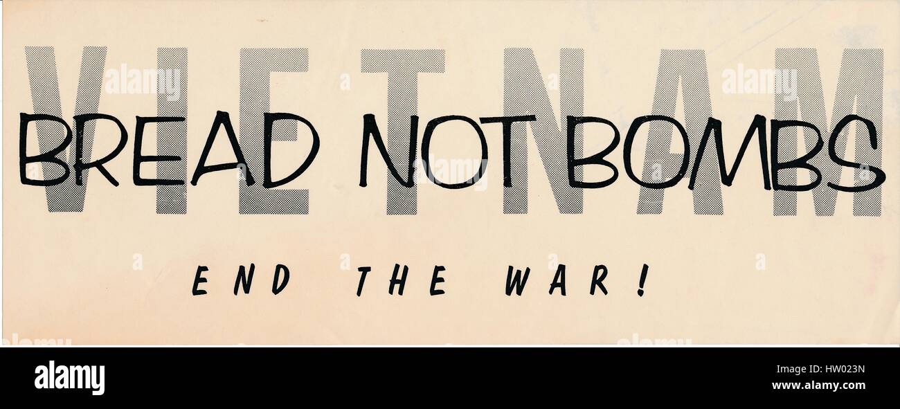 Bumpersticker with text reading 'Bread Not Bombs', advocating for an ...