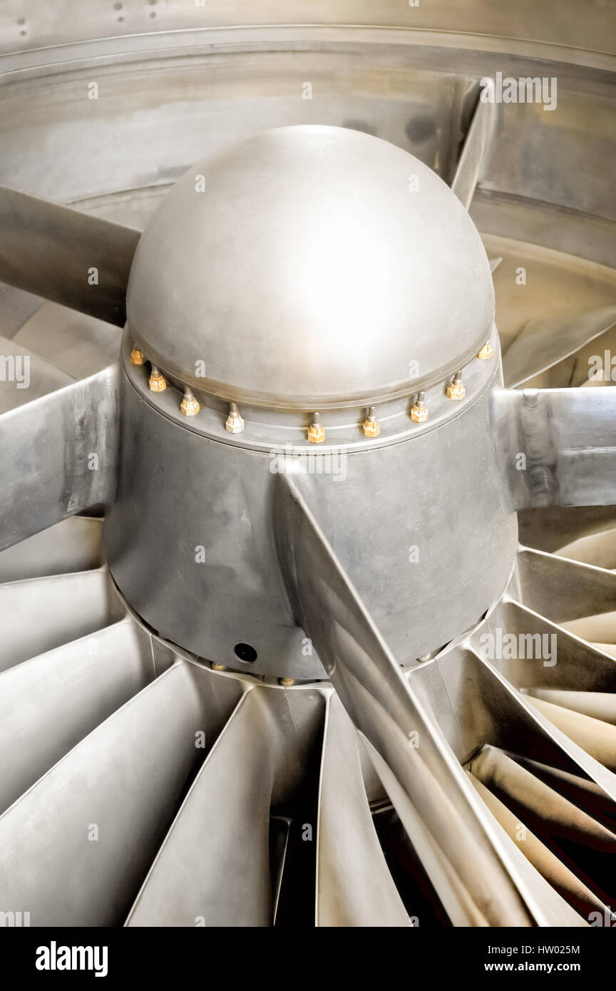 closeup of the blades of a jet engine turbine Stock Photo - Alamy