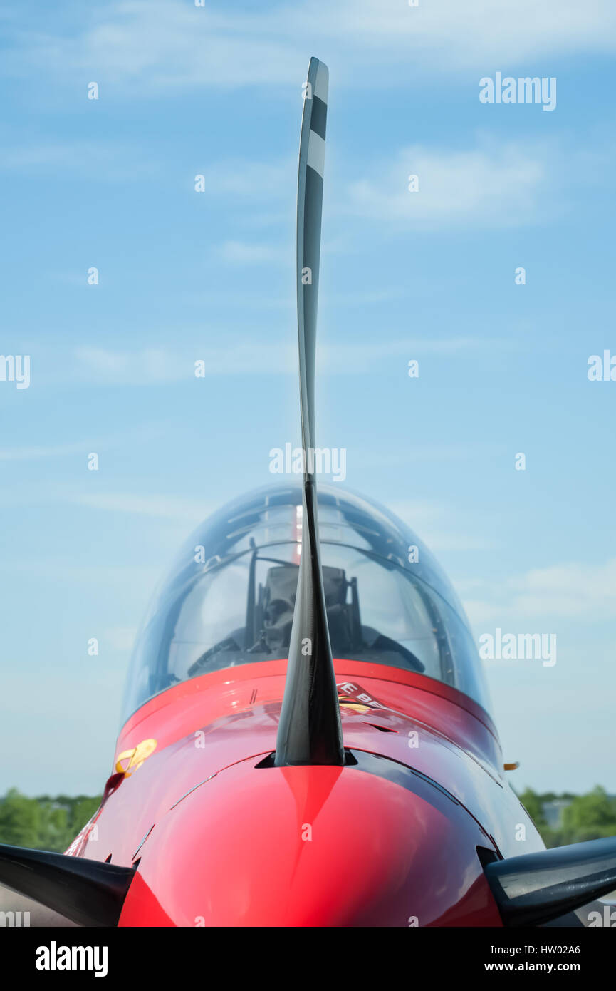 closeup of a light aircraft propeller blade and canopy Stock Photo - Alamy