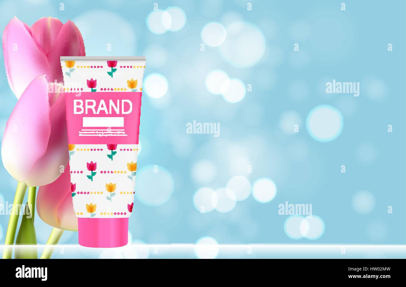 Hand Care Cream Bottle, Tube Template for Ads or Magazine Backgr Stock ...