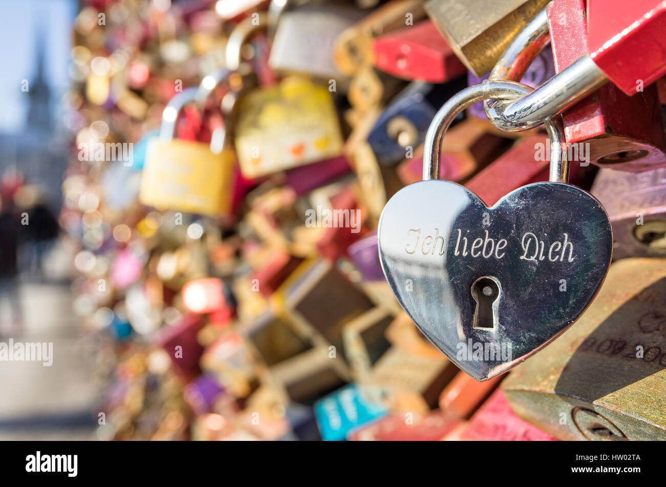 love lock at the Hohenzollern Bridge in Cologne/ Germany Stock Photo ...