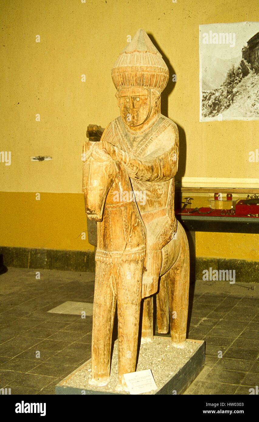 View of a Nuristani ancestor effigy statue, on display in the ...