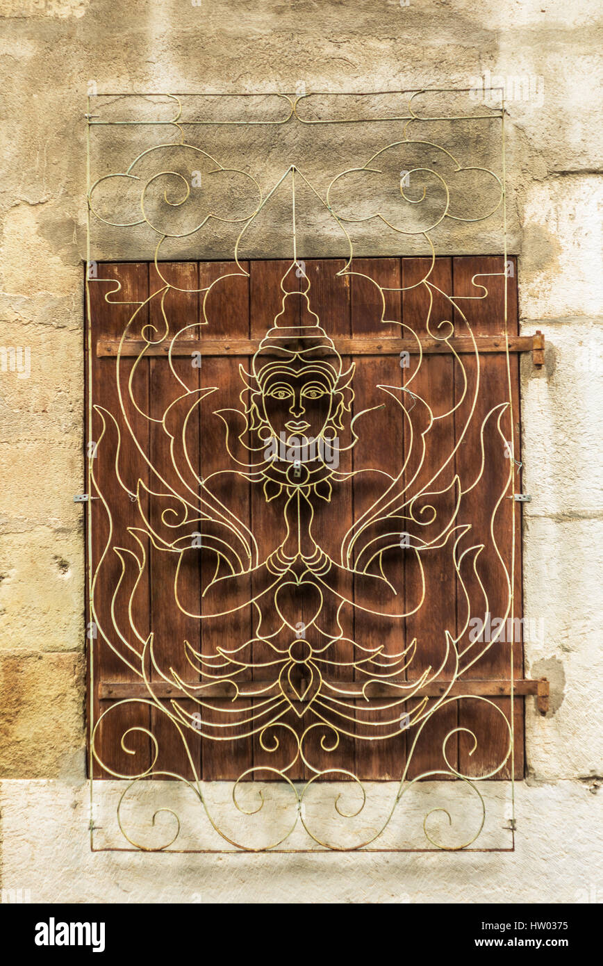 Window with Hindu design in Geneva Stock Photo - Alamy