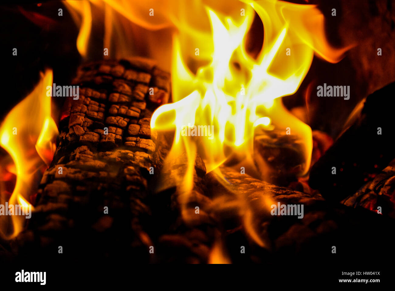 burning campfire logs Stock Photo - Alamy