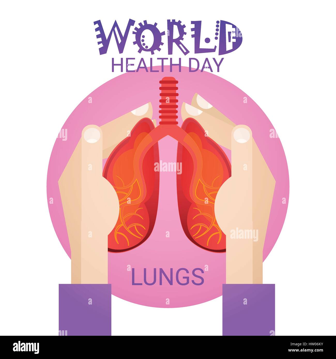 Hand Hold Lungs Health World Day Global Holiday Banner Greeting Card ...