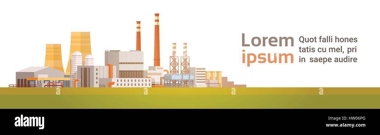 Factory Building Nature Pollution Plant Pipe Waste Banner Stock Vector ...