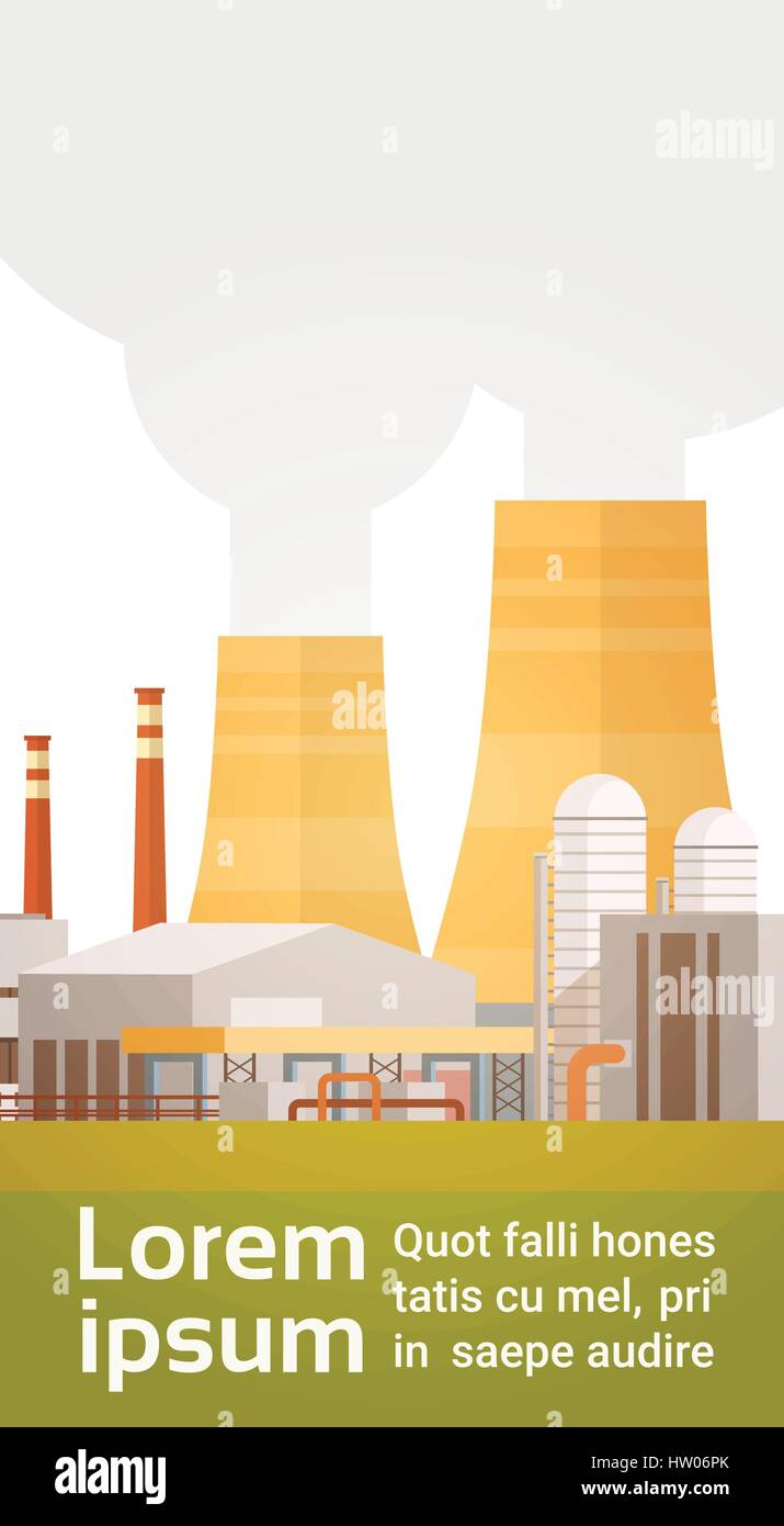 Factory Building Nature Pollution Plant Pipe Waste Banner Stock Vector ...