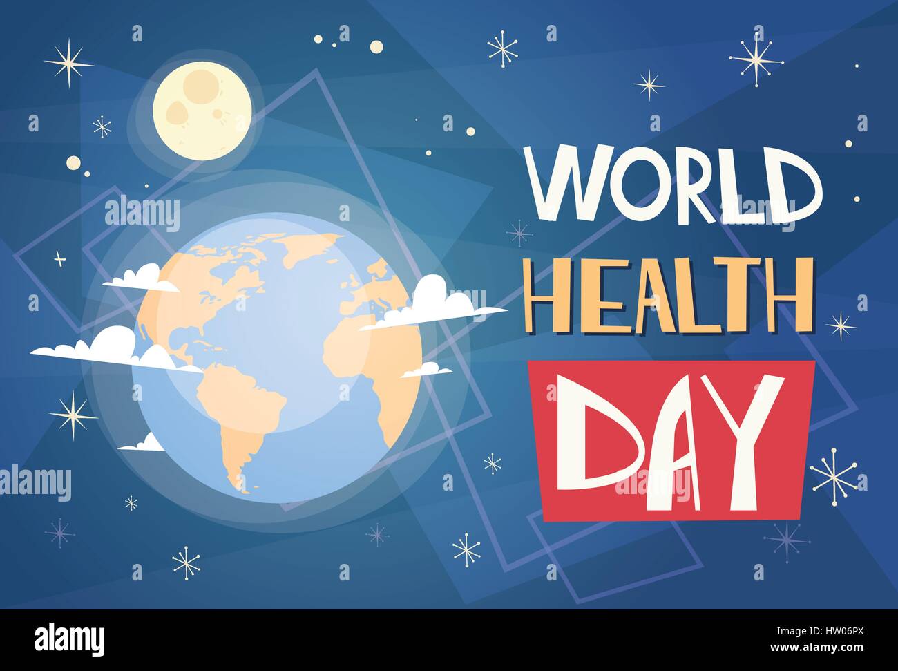 Earth Planet Health World Day Global Holiday Banner Stock Vector Image ...