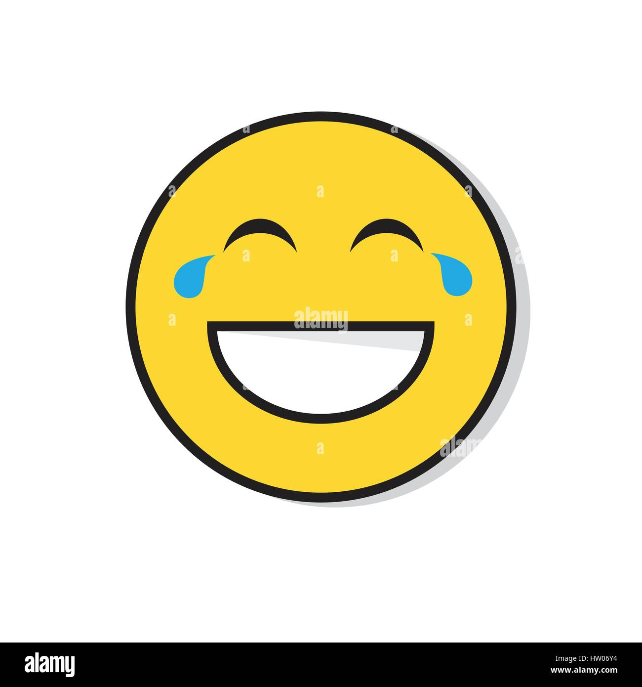 Yellow Smiling Face Laughing Positive People Emotion Icon Stock Vector ...