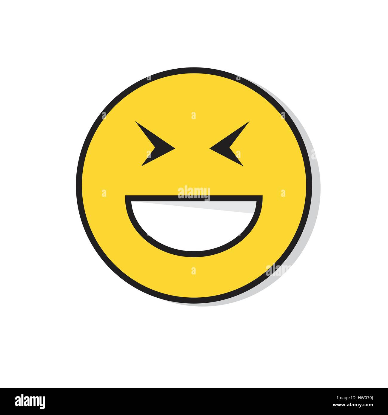 Yellow Smiling Face Laughing Positive People Emotion Icon Stock Vector ...