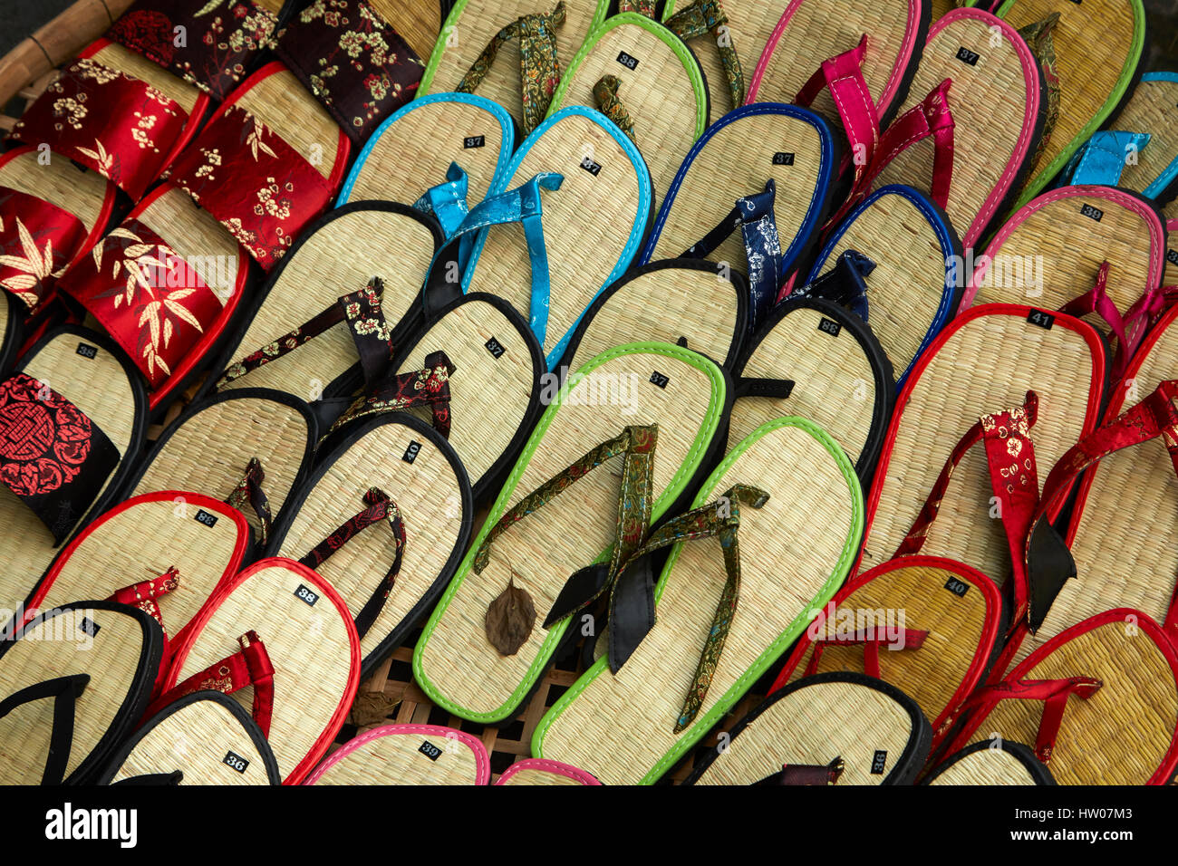 Sandals at market, Hoi An (UNESCO World Heritage Site), Vietnam Stock ...