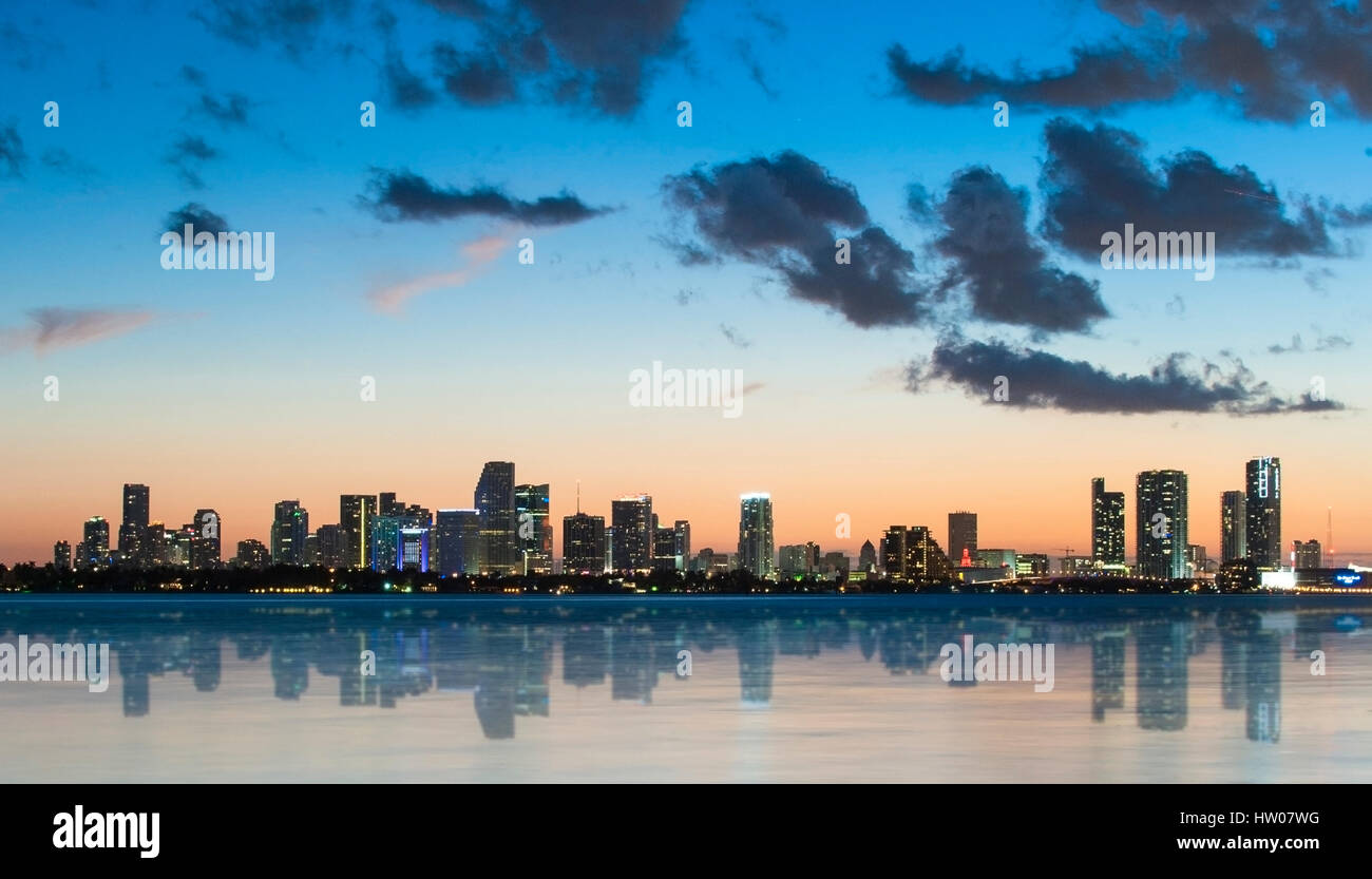 Miami Beach Skyline at Sunset Stock Photo - Alamy
