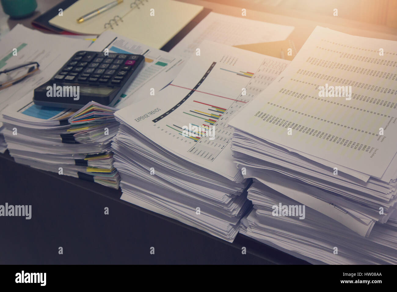 Business Concept, Pile of unfinished documents on office desk, Stack of ...