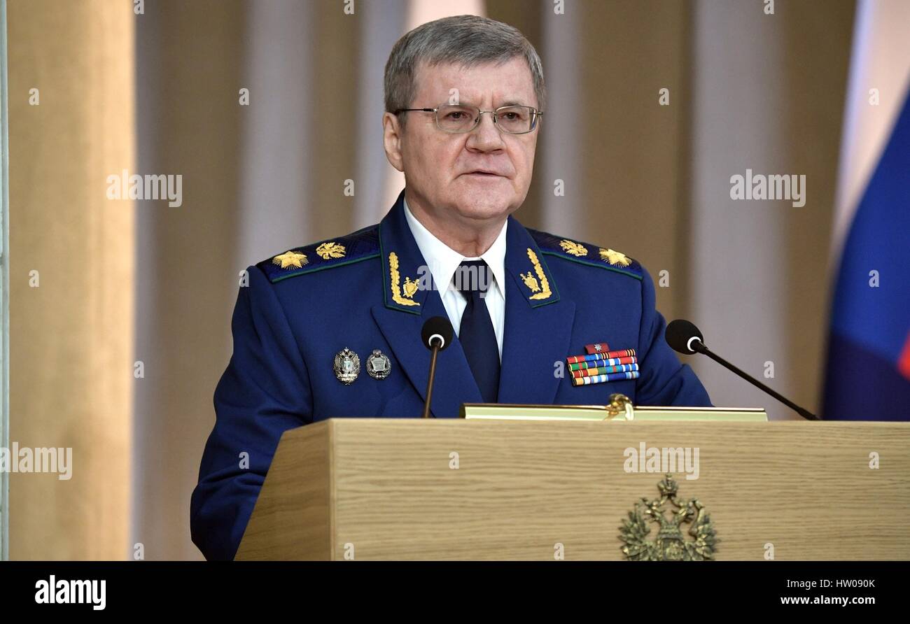 Russian Prosecutor General Yury Chaika addresses members during a ...