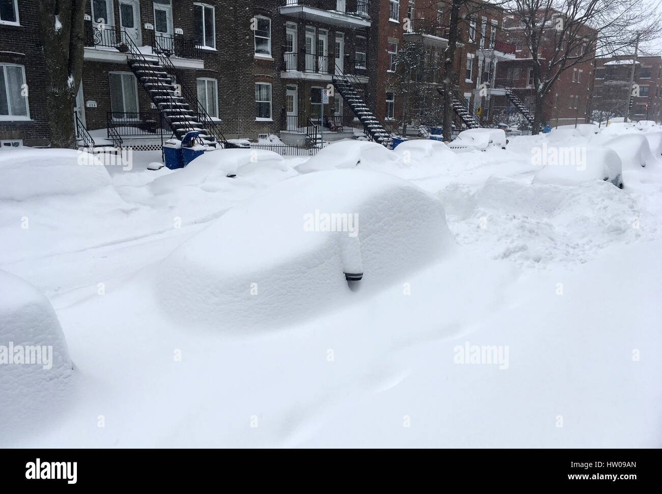 Montreal, Quebec, Canada. 14th March 2017. Cars covered in snow after ...