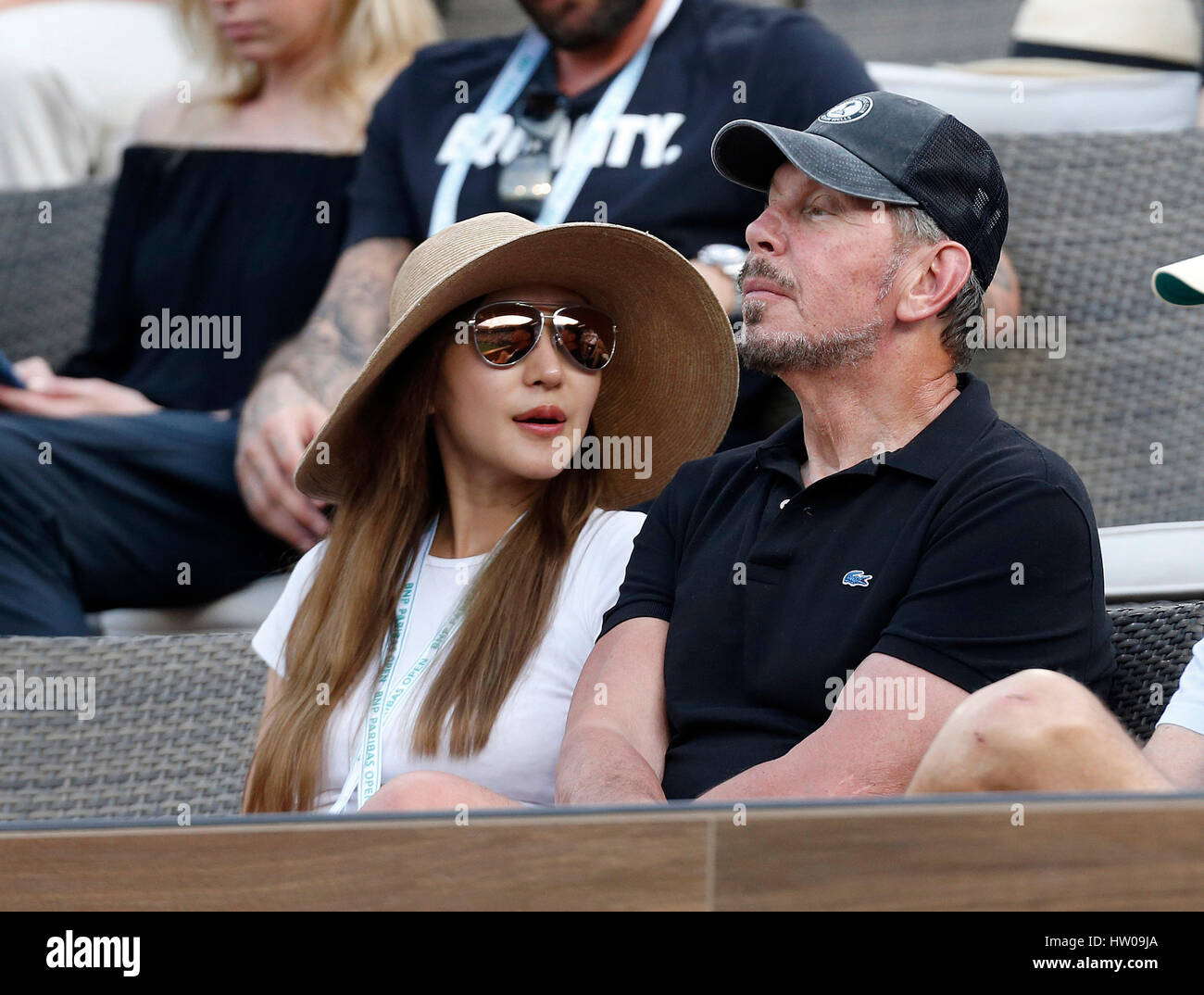 Indian Wells, California, USA. 14th March 2017. Larry Ellison watches ...