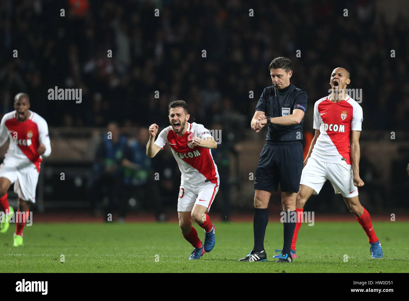 Monaco. 15th Mar, 2017. BERNARDO SILVA of Monaco celebrates at the end ...
