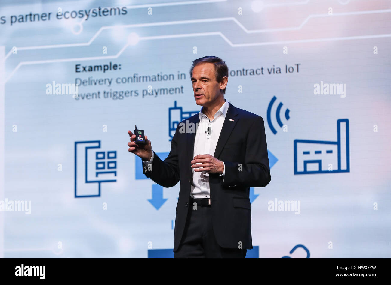 Berlin, Germany. 15th Mar, 2017. CEO of Bosch Group Volkmar Denner ...