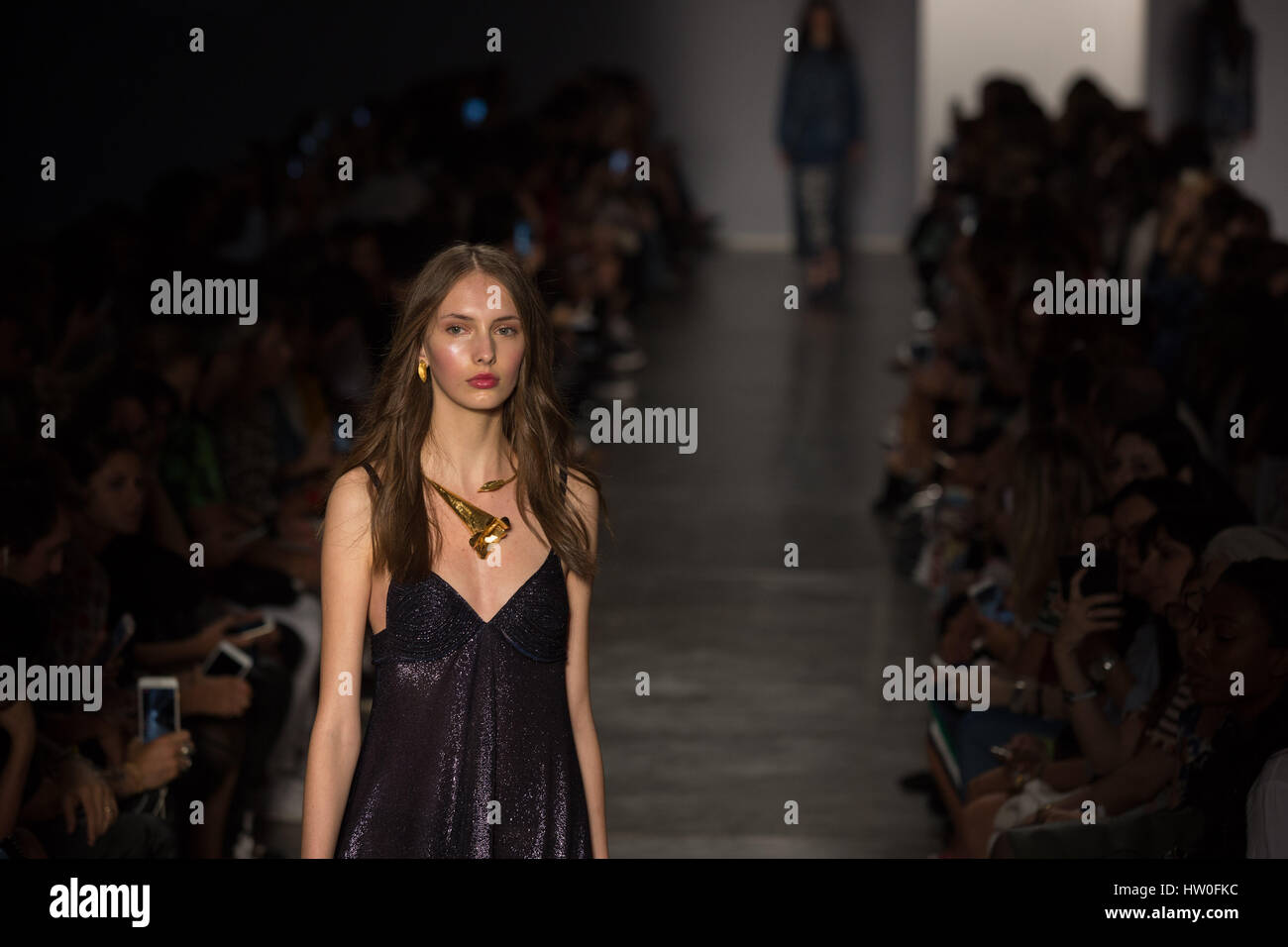 Sao Paulo, Sao Paulo, Brazil. 15th Mar, 2017. Model presents creation ...
