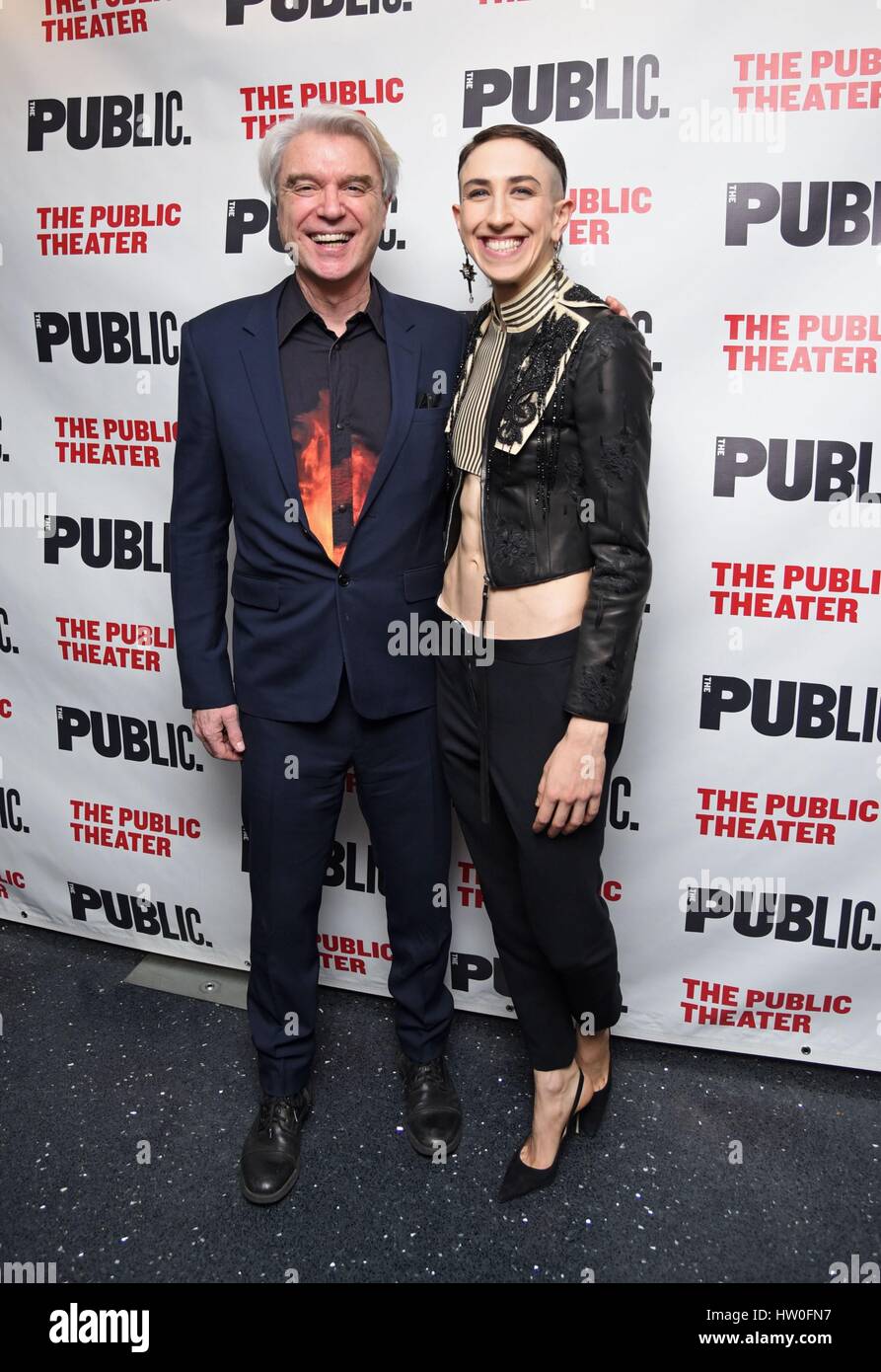 New York, NY, USA. 15th Mar, 2017. David Byrne, Jo Lampert in ...