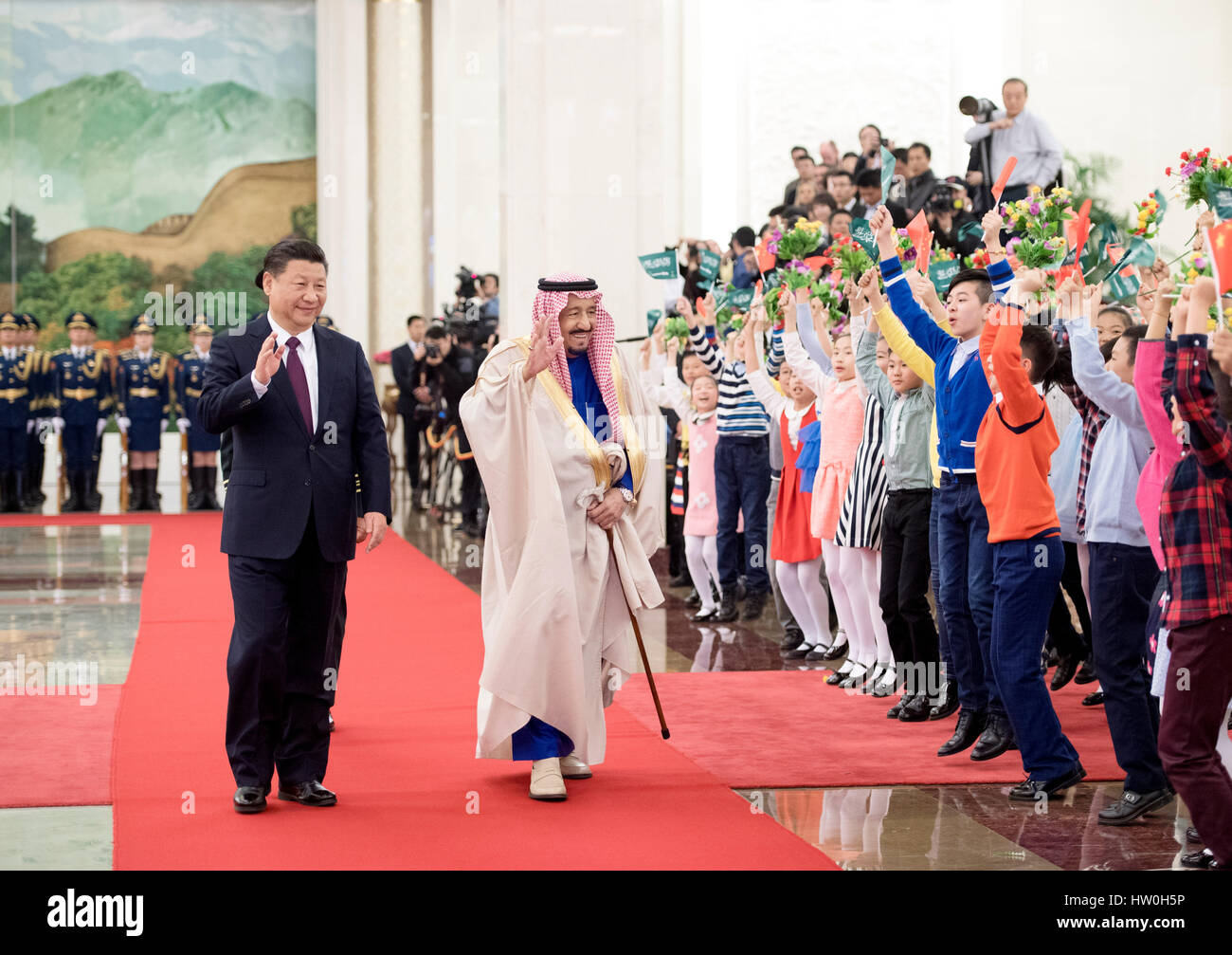 Beijing, China. 16th Mar, 2017. Chinese President Xi Jinping (L front ...