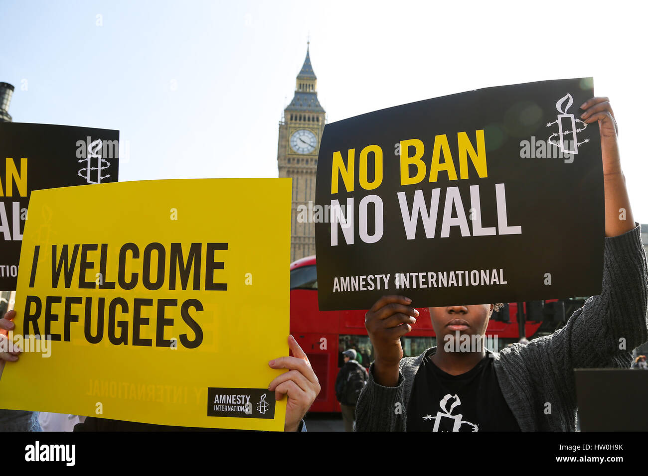 Parliament Square. London. UK 16 Mar 2017. Amnesty International ...