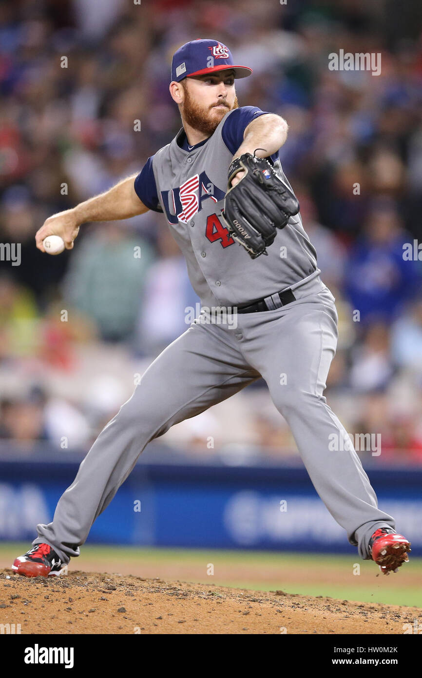 Los Angeles, California, USA. 22nd Mar, 2017. United States pitcher Sam ...