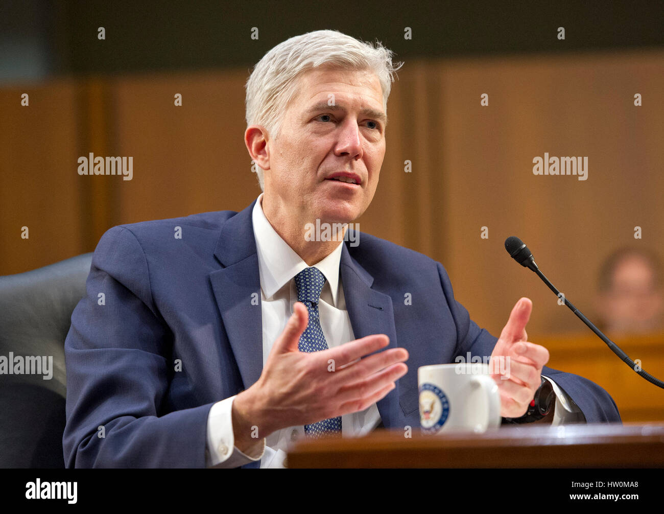 Washington, Us. 22nd Mar, 2017. Judge Neil Gorsuch testifies before the ...