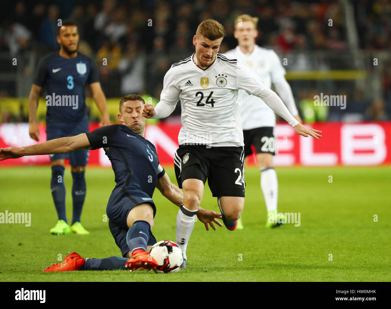 Dortmund, Germany. 22nd Mar, 2017. Germany's Timo Werner (front R) and ...